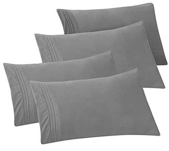 Elegant Comfort 4er-Pack Feste Kissenbez&uuml;ge aus 1500 Premium-Mikrofaser in Hotelqualit&auml;t, glattes Gewebe, Knitter- und schmutzabweisend, einfach anzuziehen, 4-teilige