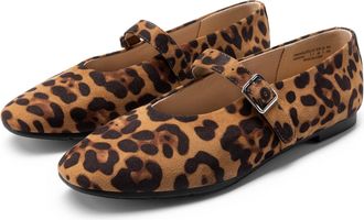 Dream Pairs Ballerinas Damen faltbar Mary Jane Schuhe Ballerina Schuhe Slip On Buckle Strap Flat Shoes für Arbeit und Alltag,Size 41.5,Leopard,DWUMFA2551
