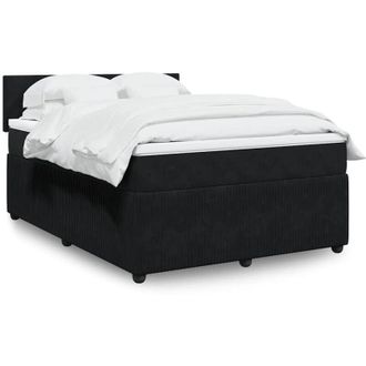 vidaXL Boxspringbett mit Matratze Schwarz 160x200 cm Samt Vidaxl