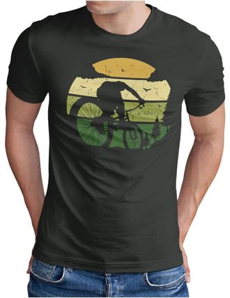 OM3 MTB Mountain Bike T-Shirt - Herren - Bicycle Off Road Wald Cycling - Dark Grey, XXL