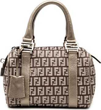 Fendi Crossbody Bags - Mini Zucchino Canvas Forever Bauletto Boston Bag - Gr. unisize - in Braun - für Damen