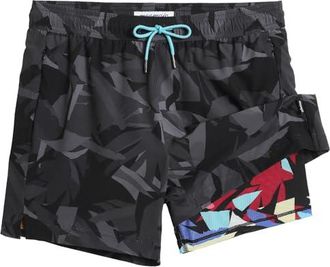 Maamgic Short de Bain Homme Maillot 2-in-1 Séchage Rapide Slip Doublure pour Vacances sur la Plage Sport Surf 5.5,Noir Gris Camouflage Multicolore,S