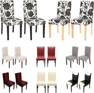 Mendler Lot de 2 chaises de salle à manger Littau, cuir, blanc, pieds clairs