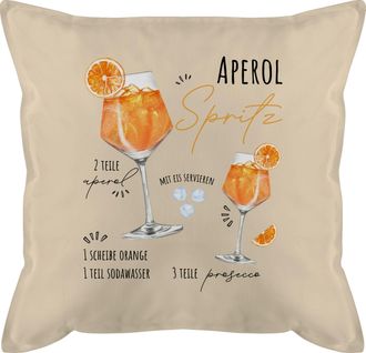 Shirtracer Kissen 50x50 - Karneval & Fasching - Aperol Spritz Rezept I Lustig Geschenk Aperolfan Fanartikel - 50 x 50 cm - Beige Natur - karnevalskissen fasching