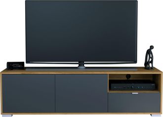 Vladon TV-Board Milano, Lowboard mit 2 Türen und 1 Schublade in Anthrazit matt, Made in Germany, Korpus Eiche Evoke (152,5 x 43 x 37 cm)
