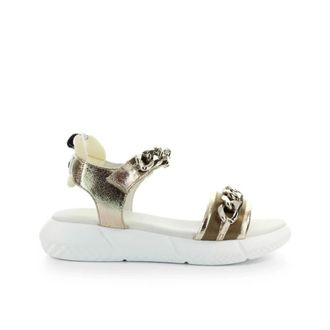Elena Iachi Goldene flache Ledersandalen - - Shoes - Damen - Wei&szlig; - 35 EU