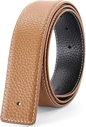 Generic Ceintures femmes/hommes en cuir véritable pour sangle de ceinture de rechange sans boucle 3,8 cm de large, Jaune, L 125cm/49in. W 3.8cm/1.5in