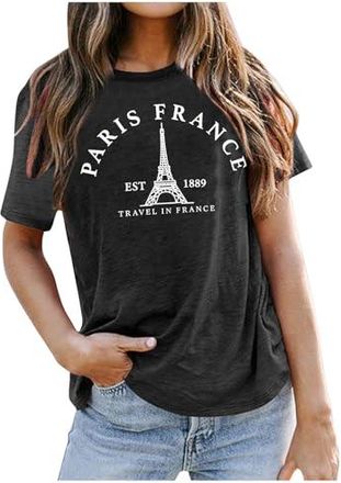 Generic T-shirt pour femme France - Tour - Voyage en France - T-shirt de vacances, gris fonc&eacute;, XXL