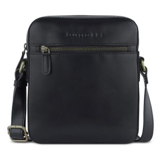 Bugatti Remo kleine Schultertasche aus echtem Leder, Cross-Body Umh&auml;ngetasche in schwarz