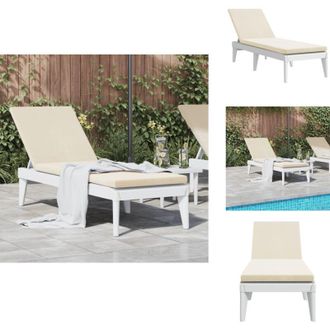 vidaXL Sonnenliege mit Auflage Wei&szlig; 186x60x29 cm PP - Sonnenliege - Gartenliege - Poolliege - Relaxliege - Auflagen