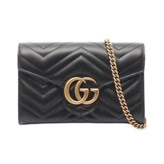 Gucci Sac bandouli&egrave;re en cuir GG Marmont Pre-owned - Femme - Pre-owned - Noir - Taille: ONE Size