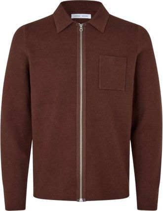 Sams&oslash;e & Sams&oslash;e Guna Full Zip - Homme - Pulls - Brun - Taille: M