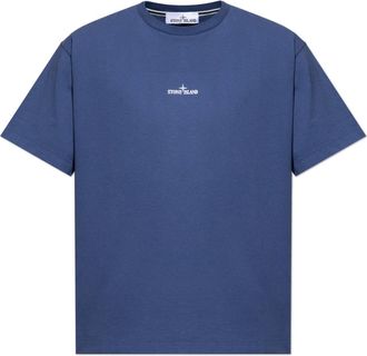 Stone Island Homme, Tops, Bleu, Taille: 2XL T-shirt avec logo imprimé