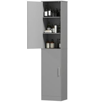 HOMCOM Meuble de Salle de Bain, Colonne Salle de Bain &eacute;troit avec 2 Portes et 4 &eacute;tag&egrave;res r&eacute;glables, Meuble de Rangement pour Salon, Toilette, Petits espaces,