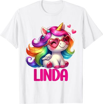 BDAZ Linda Einhorn-Name, personalisiertes Design T-Shirt