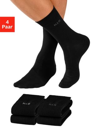 H.I.S Socken H.I.S, Damen, Gr. 39-42, schwarz (4x schwarz), Baumwolle, Elasthan (LYCRA), Polyamid, unifarben, elastisch, Socken, mit druckfreiem Bündchen, T