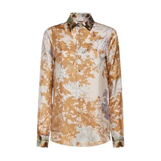 Pierre-Louis Mascia Femme, Blouses et Chemises, Beige, Taille: 42 FR Aloe Chemise Manches Longues Soie