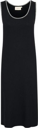 Cream Femme, Robes, Noir, Taille: 40 FR Robe Côtelée avec Détails Brodés