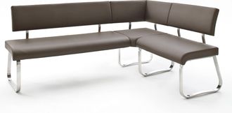 Robas Lund Esszimmersitzbank mit Rückenlehne Kunstleder, Sitzbank Belastbar bis 500 Kg, Küchensitzbank braun