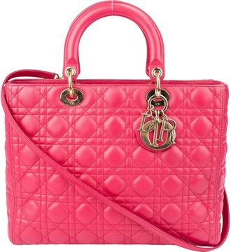 Dior Crossbody Bags - Christian Dior Quilted Leather Lady Dior Handbag - Gr. unisize - in Rot - f&uuml;r Damen