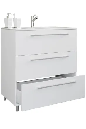 MID.YOU Mid.you Waschtischkombi VCM Schubo, Wei&szlig;, Metall, 3 Schublade(n) Schubladen, einzeln stellbar, 60 cm, stehend, Badezimmer, Waschbecken & Armaturen, Wa