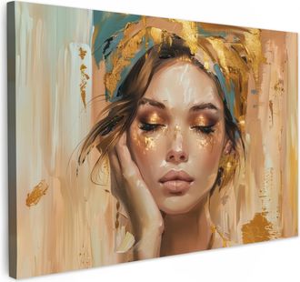 MuchoWow © Bilder Groß 120x80 cm XXL Wohnzimmer Deko Modern Wandbild Kunstdruck auf Leinwand Bild Schlafzimmer über Bett Room Decor Geschenke Frau - Porträt - 