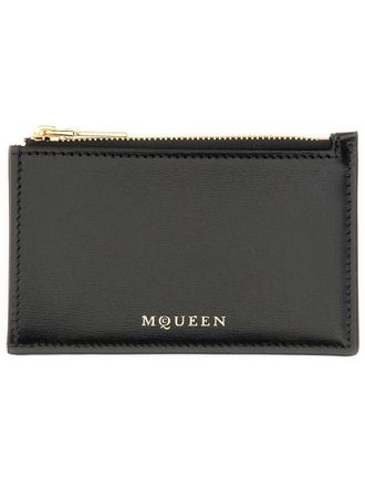 Alexander McQueen Zippered Calfskin Card Case - Black