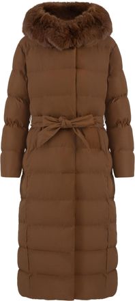 Apart Fashion Damen-Winterjacke, warm gepolsterter langer Mantel, abnehmbare Kunstpelzkapuze, Taillengürteldesign, Reißverschlusstaschen, warmer Steppmantel, perfek