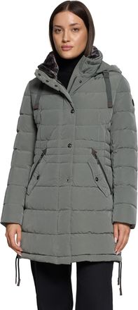 Gil Bret Steppjacke GIL BRET, Damen, Gr. 42, grau (salvia), Web, Obermaterial: 100% Polyester, unifarben, figurbetont kniefrei, Rundhals, Jacken Steppjacke, mi
