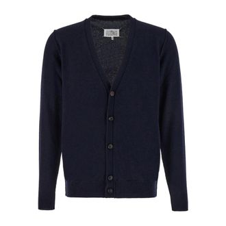 Maison Margiela Homme, Pulls, Bleu, Taille: S Cardigan en cachemire &agrave; col en V