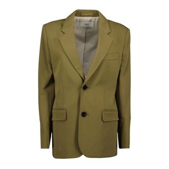 Ami Femme, Vestes, Vert, Taille: 36 FR Blazer Khaki à Double Bouton