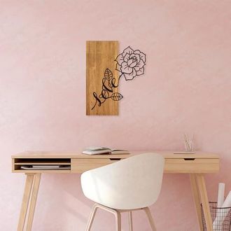 Wallity Elegant Decorative Wooden Wall Accessory, 47 x 58 cm, 100% Wood & Metal, Walnut & Black | Unique Design, Perfect for Home Decor | Lightweight & Stylis