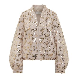 Genny Femme, Vestes, Beige, Taille: 38 FR Bomber Paillettes