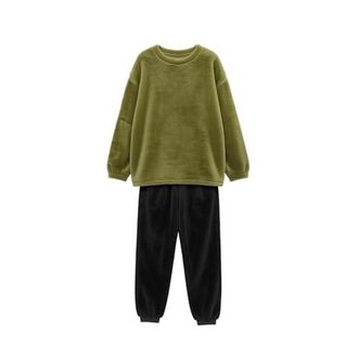 Generic YUJIEBB Ensemble de pyjama dhiver en polaire pour femme, v&ecirc;tements de nuit, pantalon 2 pi&egrave;ces, costume dint&eacute;rieur moelleux, d&eacute;contract&eacute;, chaud en flan