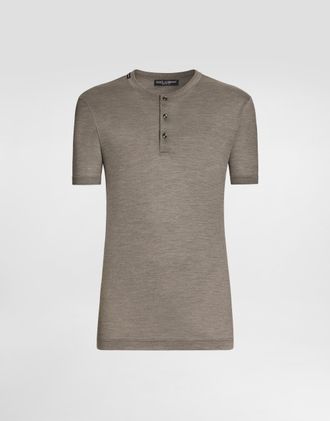 Dolce & Gabbana T-shirt Serafino Aus Seide - Mann T-shirts Und Polos Mehrfarbig 52