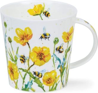 Dunoon Mugs Cairgorm Busy Bees Becher aus feinem Porzellan, 0,32 l, gelbe Buttercup