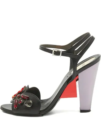 Fendi sandales à ornements en cristal 110 mm - Noir