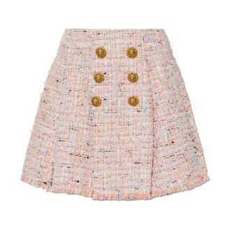 Balmain Femme, Jupes, Rose, Taille: 34 FR Flared Tweed Skirt