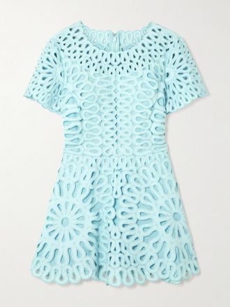 SIMKHAI Emrys Minikleid Aus Einer Baumwollmischung Mit Lochstickerei - Blau