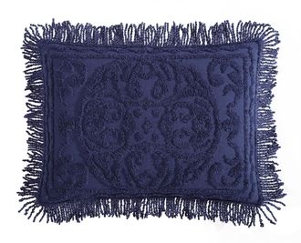 Beatrice Home Fashions Medallion-Chenille-Tagesdecke, Standard-Kissenbezug, dunkelblau