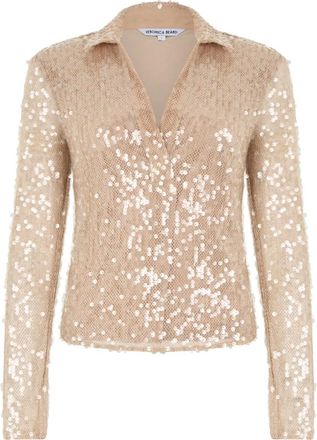 Veronica Beard Femme, Blouses et Chemises, Beige, Taille: 42 FR Meryl Sequin Blouse