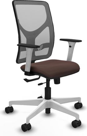 Piqueras y Crespo Brauner Schreibtischstuhl mit wei&szlig;en und schwarzen Armlehnen, h&ouml;henverstellbare Lendenwirbelst&uuml;tze, ausgestattet mit Syncro/Traslack und Schneideschau