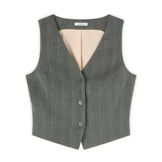 Motivi Femme, Vestes, Gris, Taille: 40 FR Gilet &agrave; fines rayures simple boutonnage