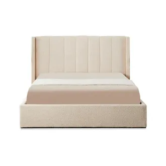Paris Prix Lit Double Coffre Tissu Bouclette Somia 160x200cm Cr&egrave;me