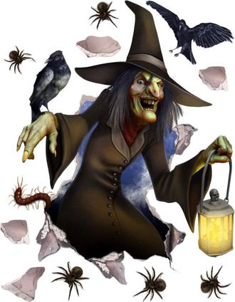 Amosfun 1stk Halloween-wandaufkleber 3d-tapete Halloween Hexe Wandtattoo Halloween-aufkleber Halloween-wandtattoos Hexendekoration Party-tapete Wand Klebrig G