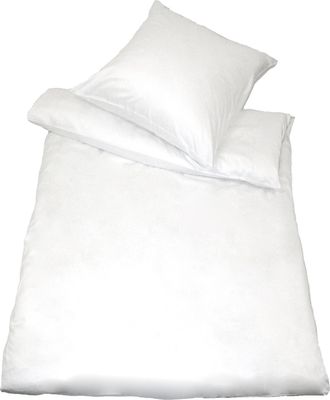 Kinzler B-10004/00 hochwertige Baumwoll-Satin Bettwäsche Uni, modern, 40x80 + 135x200 cm, Weiss