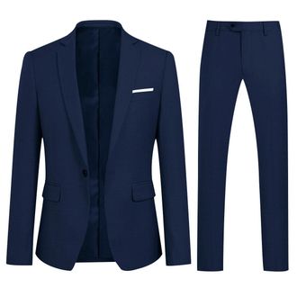 AlltheMen Marineblauer, zweiteiliger Slim Fit-Anzug