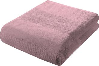 Fleuresse Frottier 2828 großes Badetuch, mit Streifenbordüre und Kordelaufhänger, Ökotex Standard 100, Gewicht 550 gr. pro m², 90 x 200 cm, Rosenholz