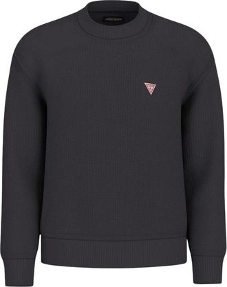 Guess Schwarzer Baumwoll-Rundhalspullover - - Knitwear - Herren - Schwarzk - XL