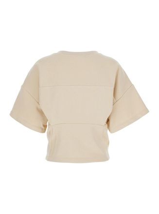 Merci Womens Sweater Round Neck White Cotton Sweatshirts